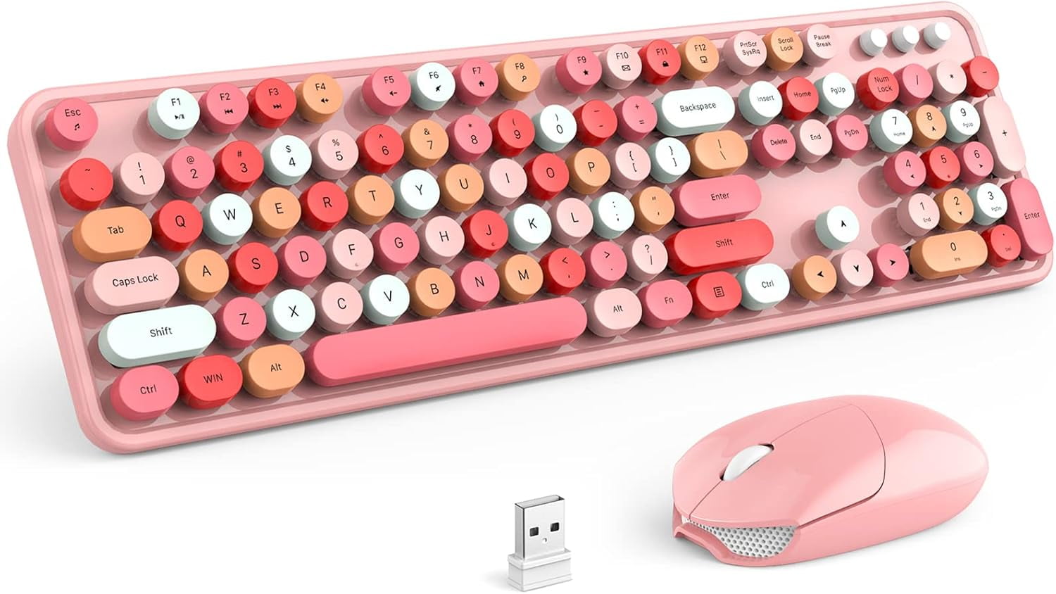 Wireless Keyboard and Mouse Combo - MilkTea Colorful 2.4G Typewriter ...