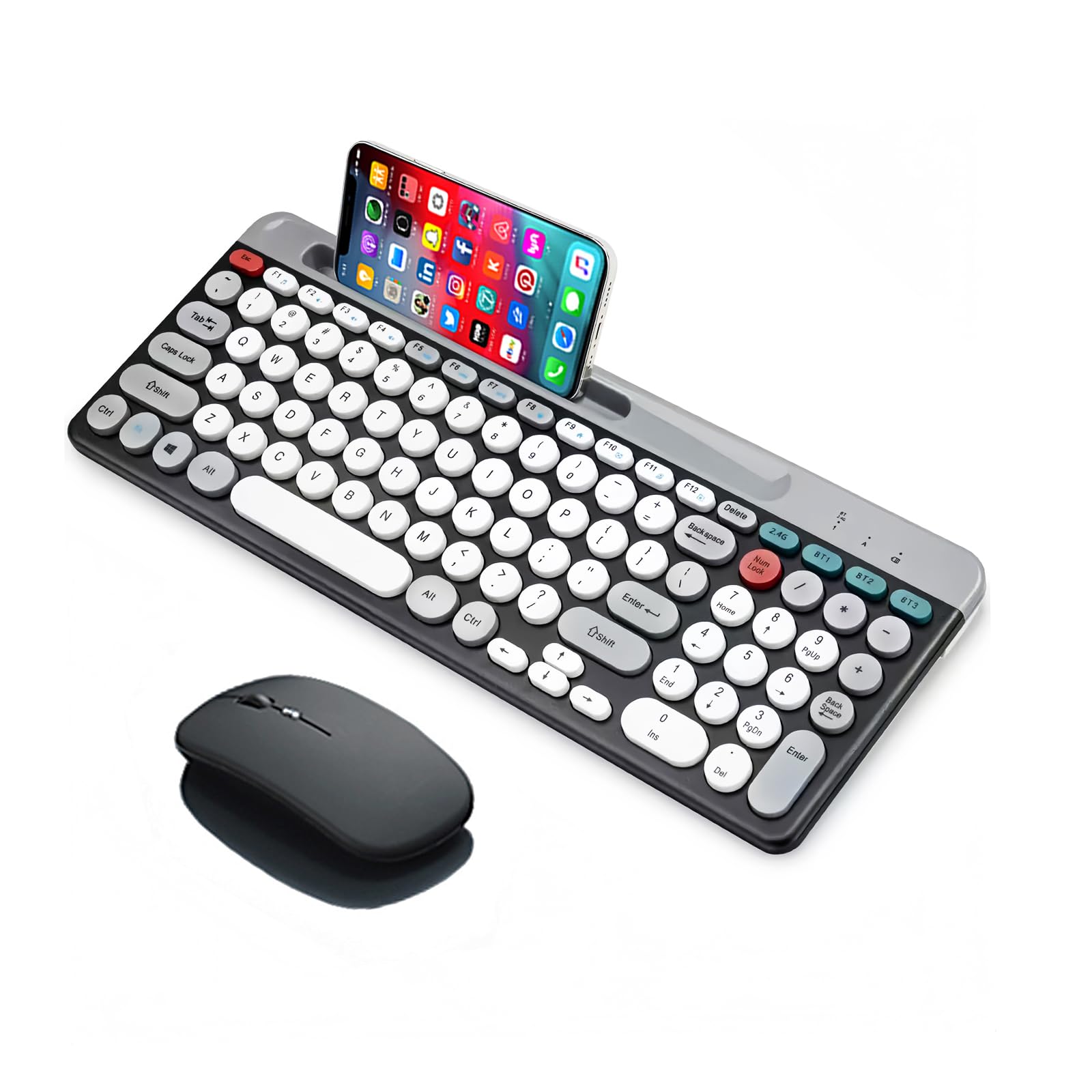 Wireless Keyboard and Mouse Combo with Phone Tablet Holder ...