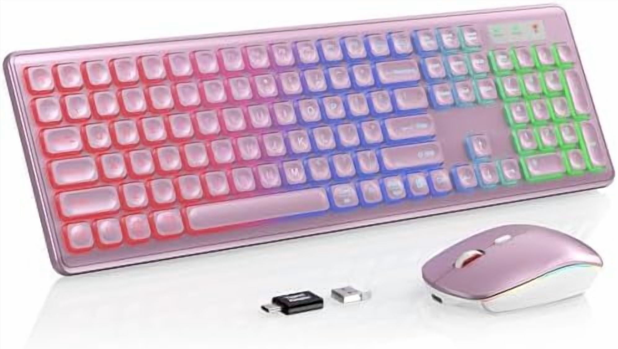 Wireless Keyboard and Mouse Combo, RGB Backlit, Rechargeable & Light Up ...