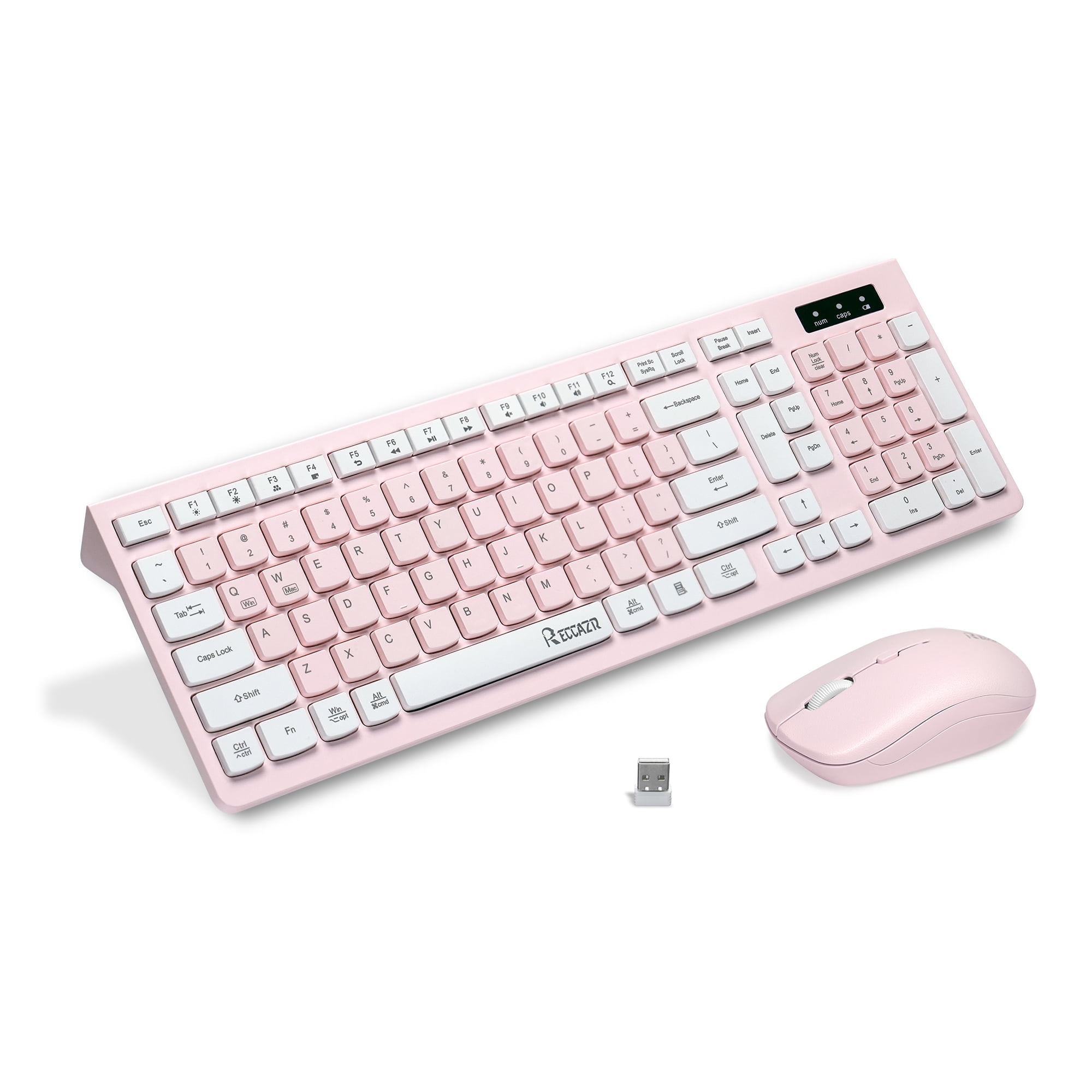RECCAZR Wireless Keyboard and Mouse Combo, Full Size Wireless Keyboard ...