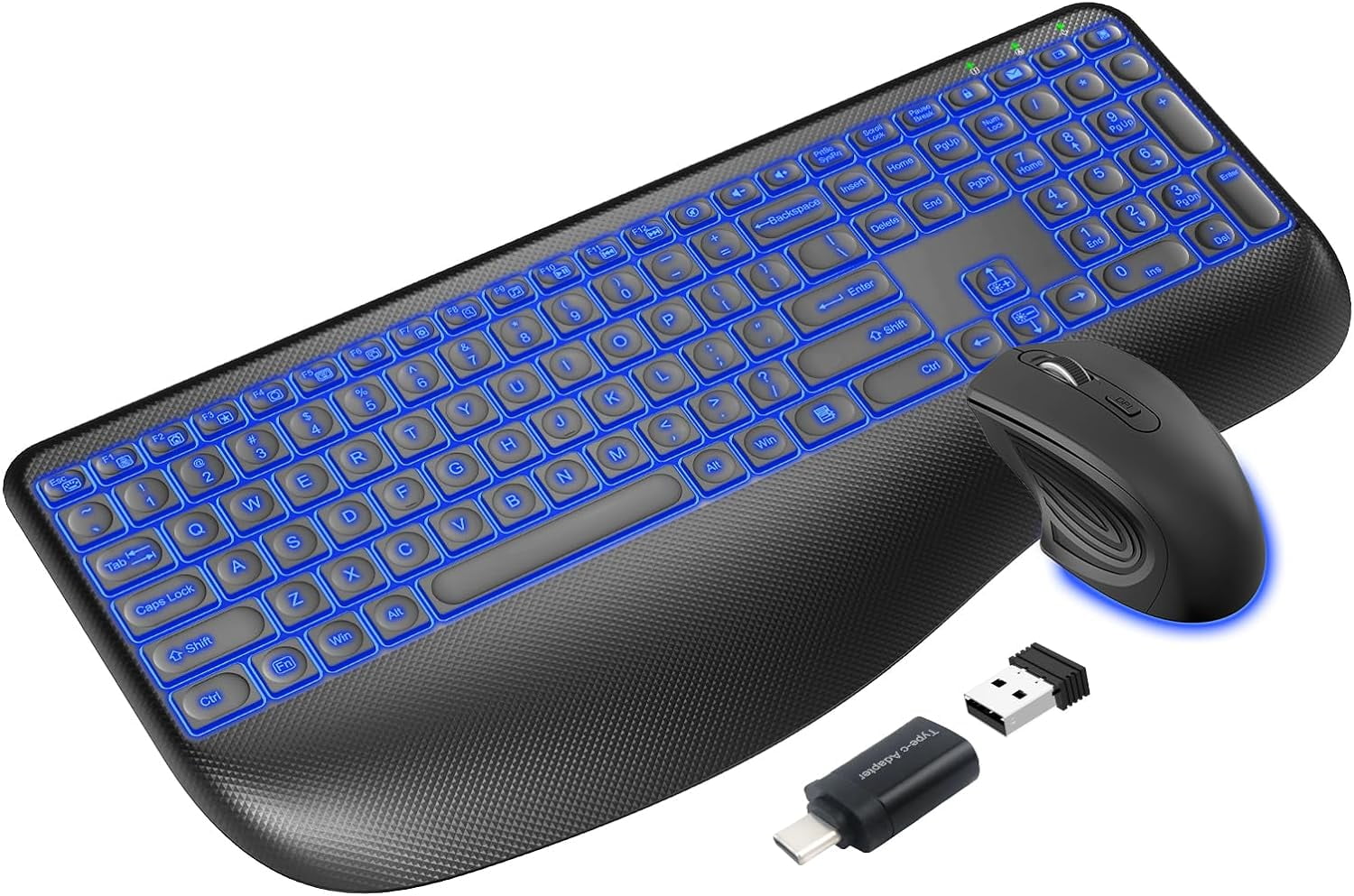 Wireless Keyboard Mouse Combo Rechargeable with 7 Backlits, 2.4GHz ...