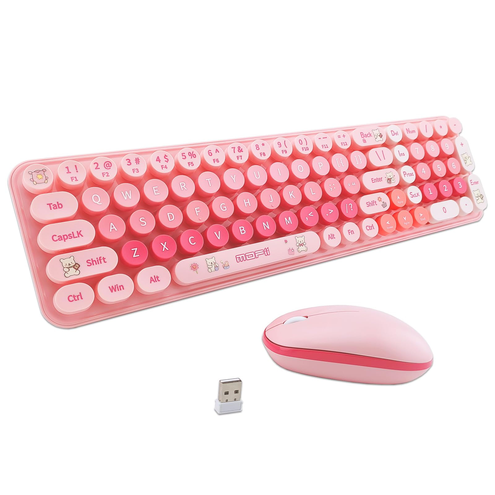 Wireless Keyboard and Mouse Combo, Retro Typewriter Style Keyboard with ...