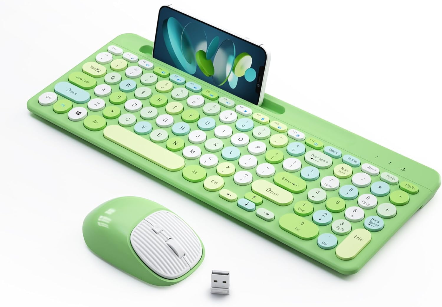 Wireless Keyboard and Mouse Combo, Retro Wireless Keyboard with Round ...