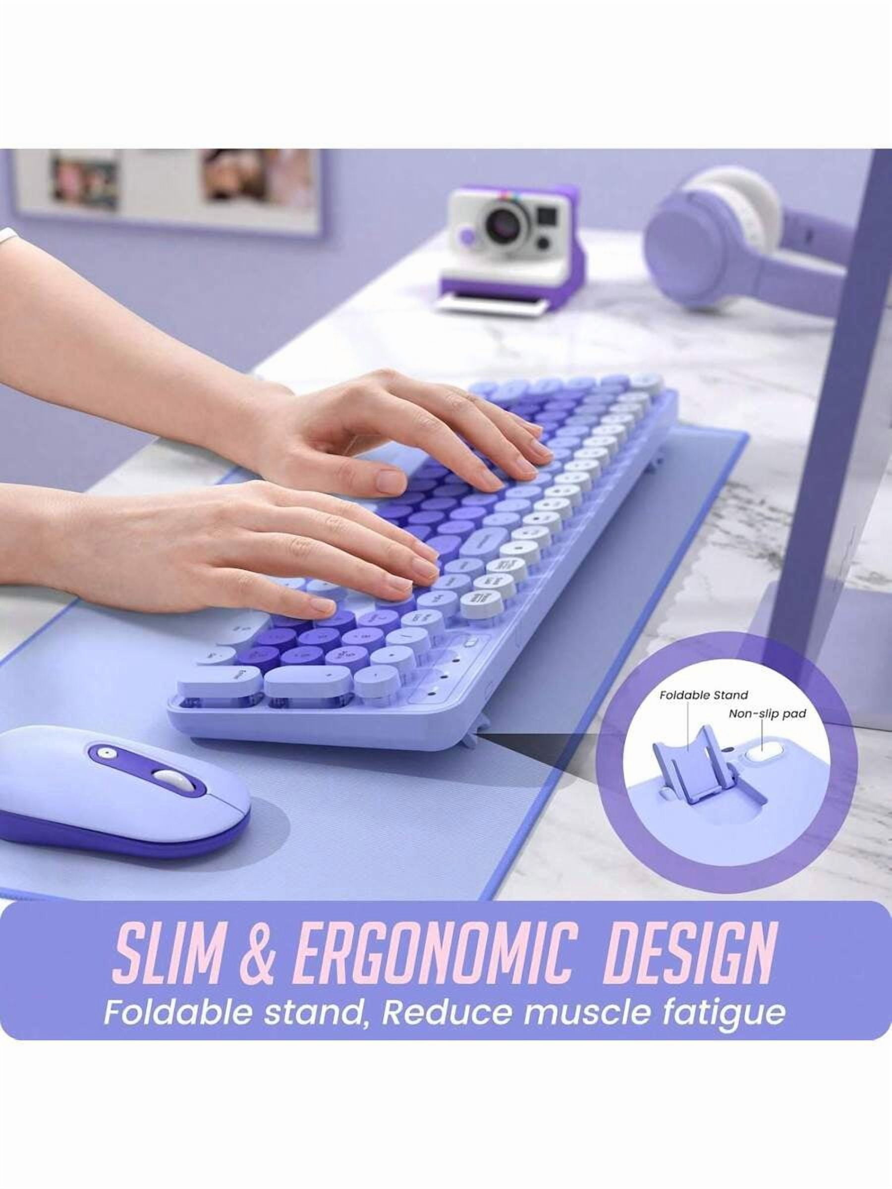 Wireless Keyboard and Mouse Combo - Silent Typing, Full-Size Retro ...