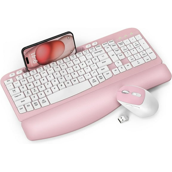 Wireless Keyboard and Mouse Combo - Full-Size Quiet with Palm Rest ...