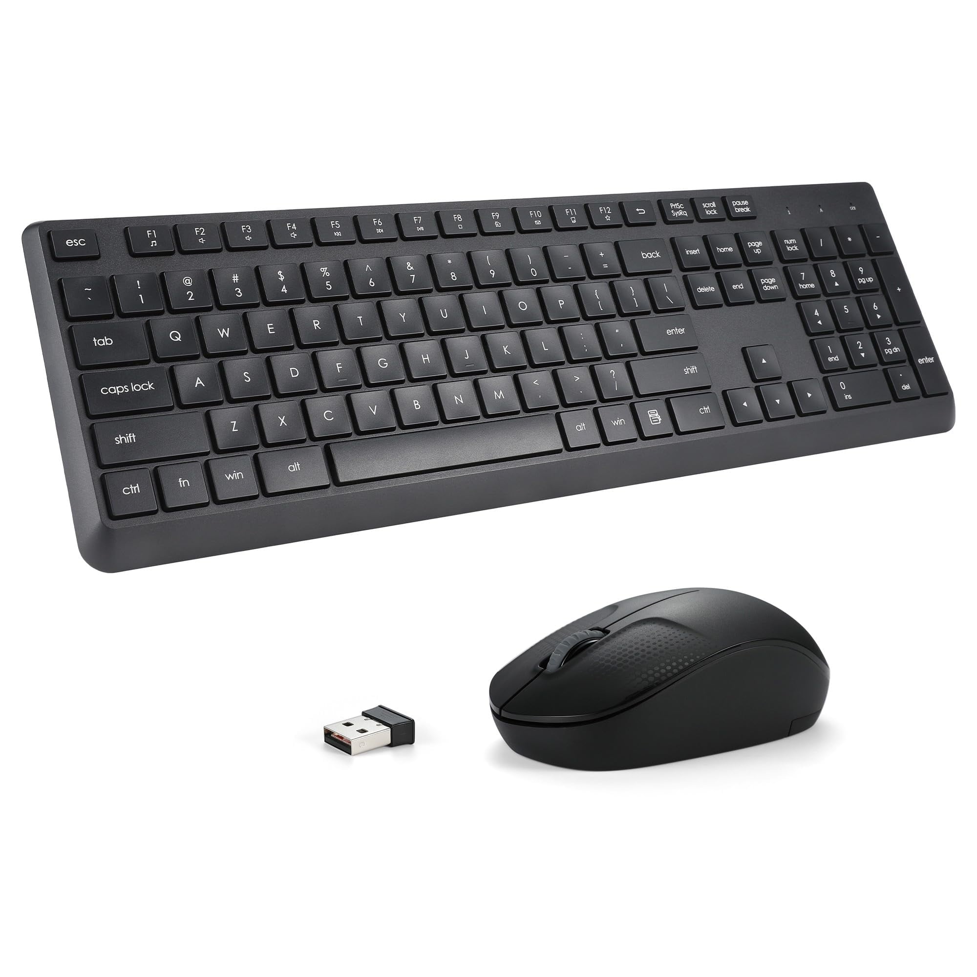 Wireless Keyboard and Mouse Combo for Windows, 2.4G Full-Sized External ...