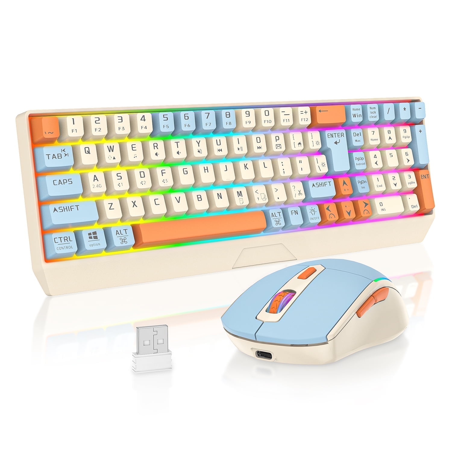 Cshidworld Wireless Gaming Keyboard and Mouse Combo, RGB Backlit, Dual ...