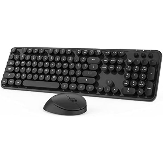 Wireless Keyboard and Mouse, Cute Black Keyboard and Mouse, 2.4G ...