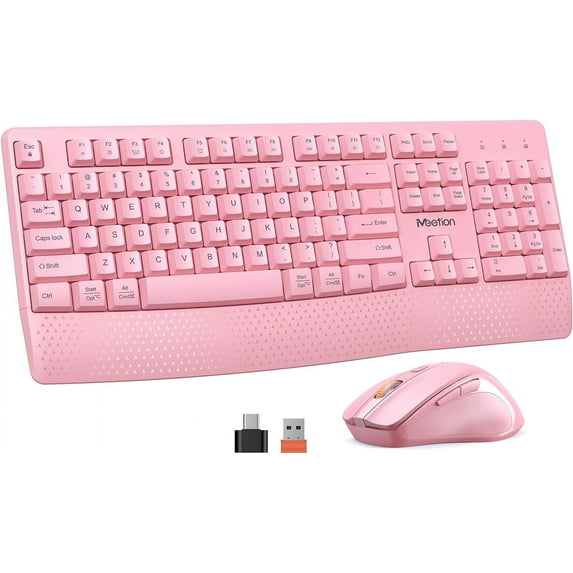 Wireless Keyboard and Mouse, Full-Sized Cordless Keyboard with Wrist ...
