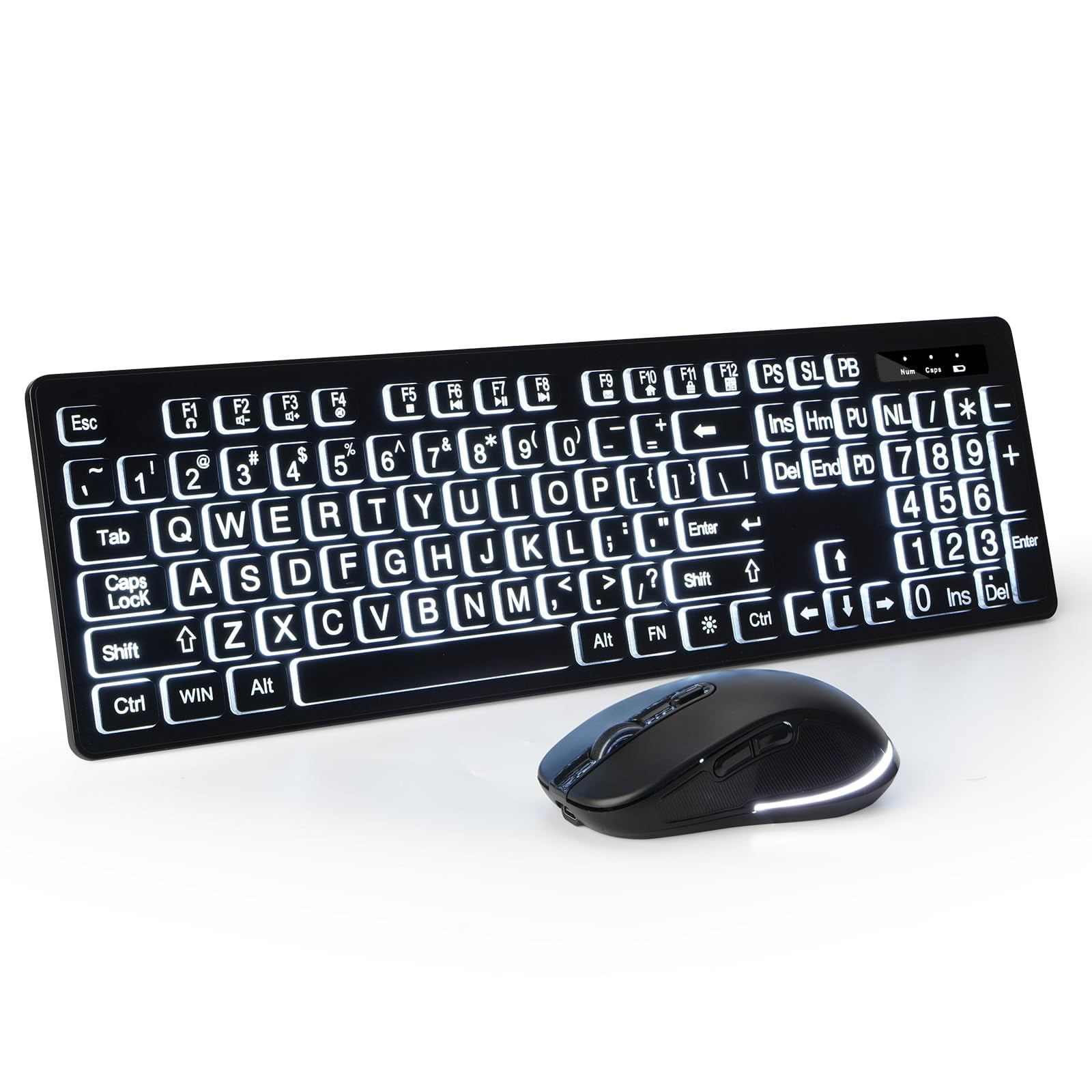 Wireless Keyboard and Mouse - Large Print Wireless Keyboard, KOPJIPPOM ...