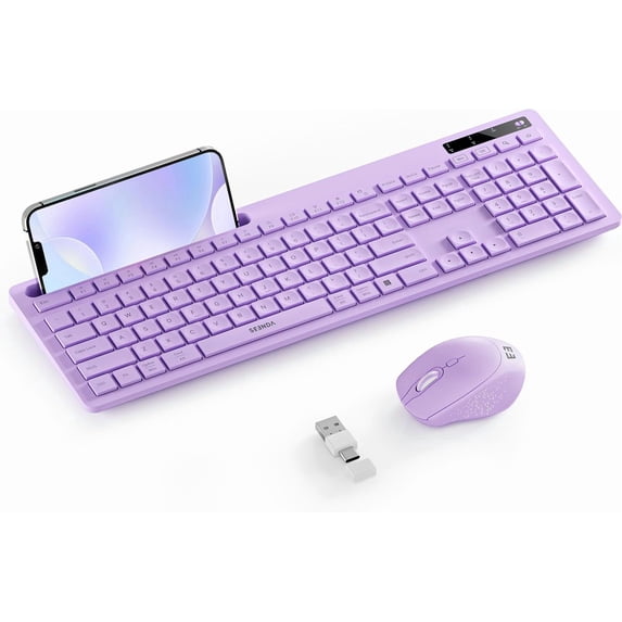 Wireless Keyboard and Mouse for MacBook Full-Size Wireless Keyboard with Phone Holder 2.4G USB A ...