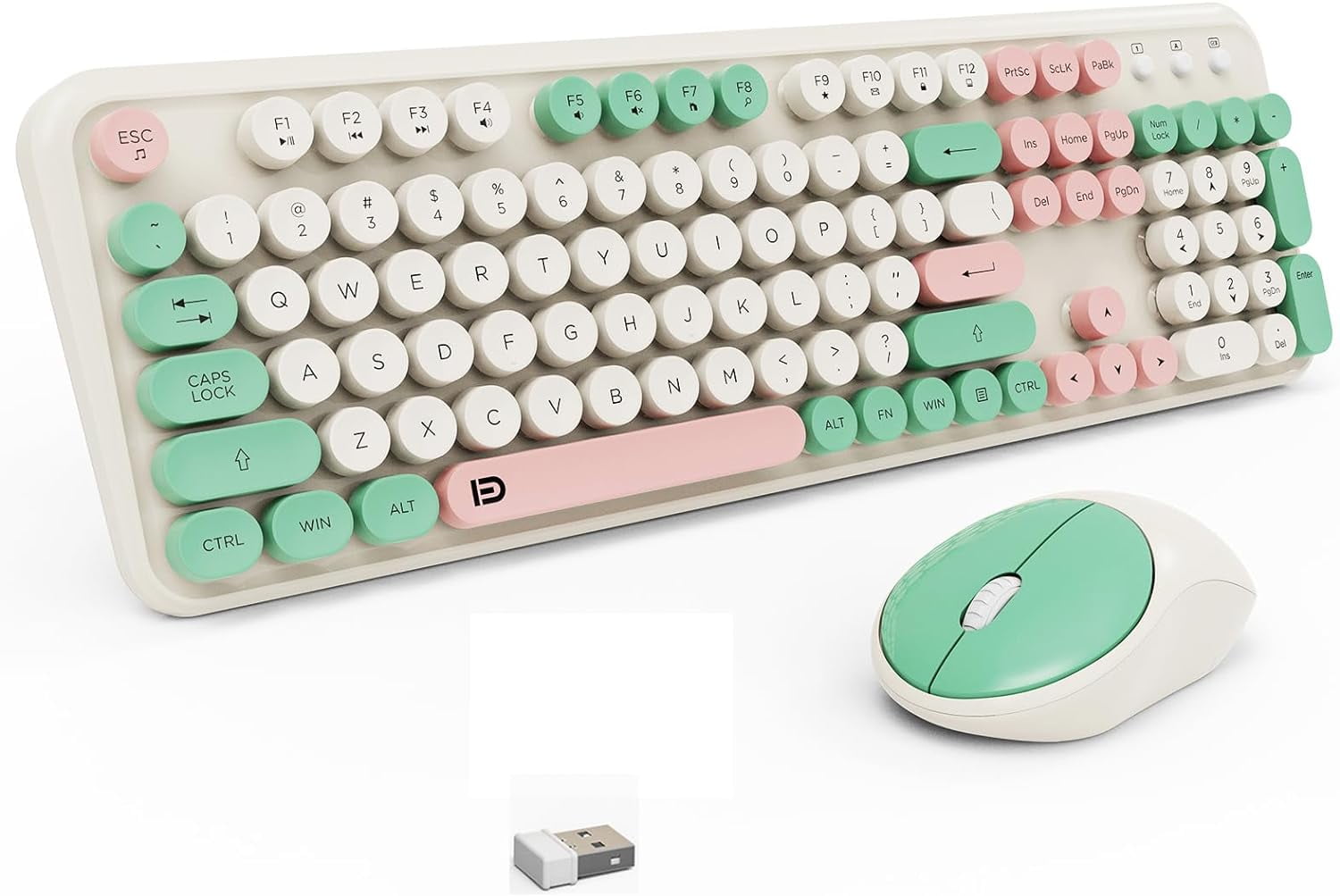 Retro Style Keyboard Mouse Retro Combo - Round Keycaps, 2.4GHz, Full ...