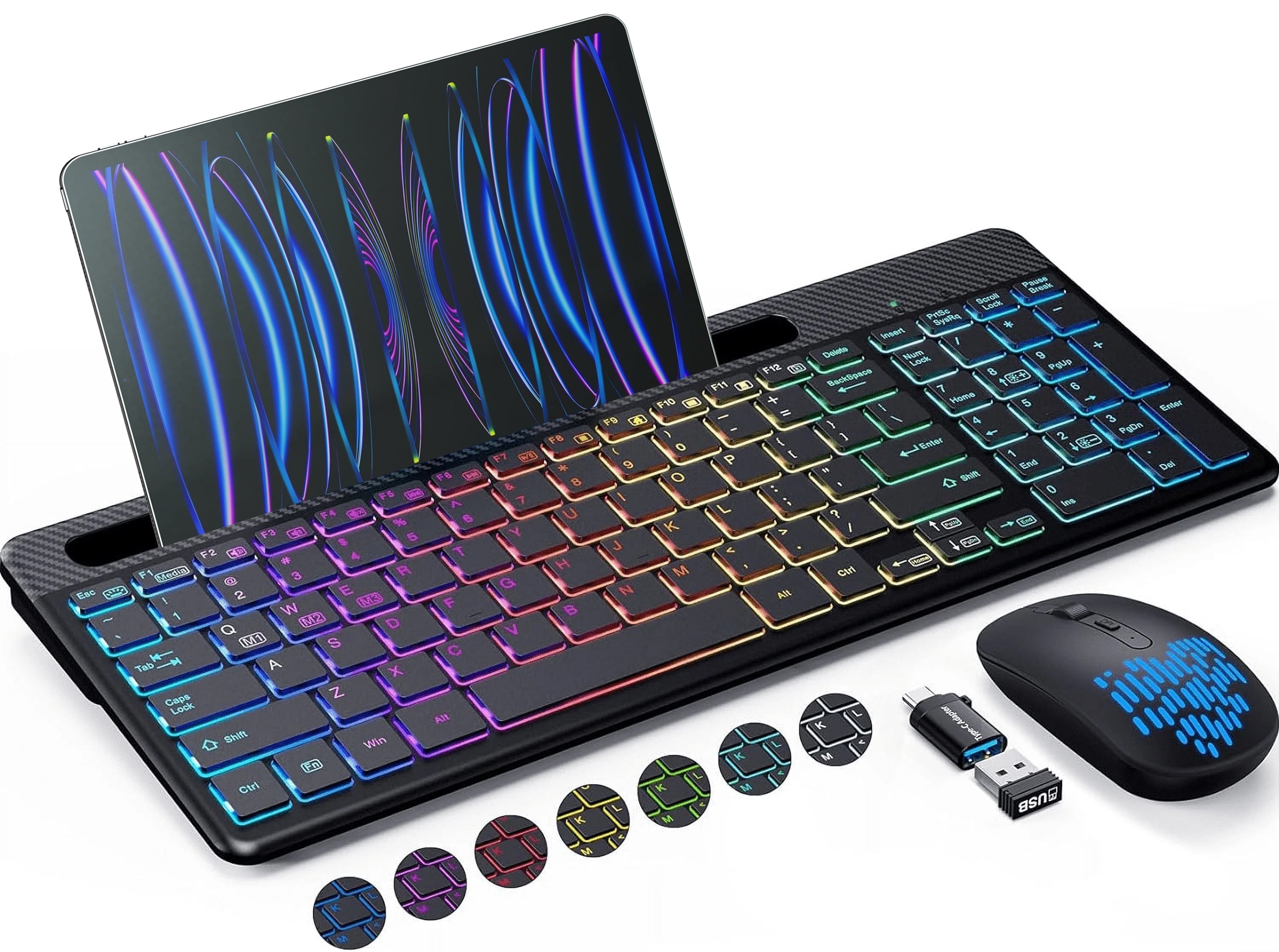 Wireless Keyboard and Mouse, Rechargeable Keyboard and Mouse Combo with ...