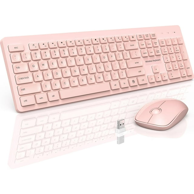 Wireless Keyboard and Mouse Set, 2.4GHz Ultra-Slim USB Keyboard and ...