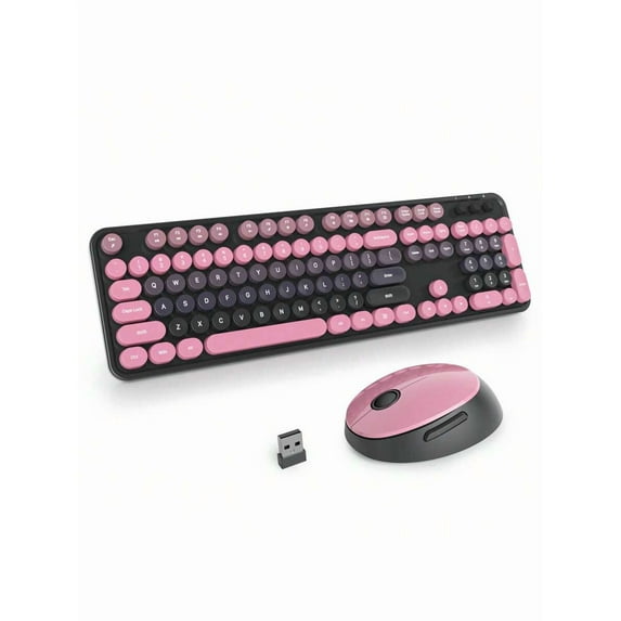 Wireless Keyboard And Mouse Set, Cute Keyboard And Mouse Combo, Full Size Typewriter Keyboard ...