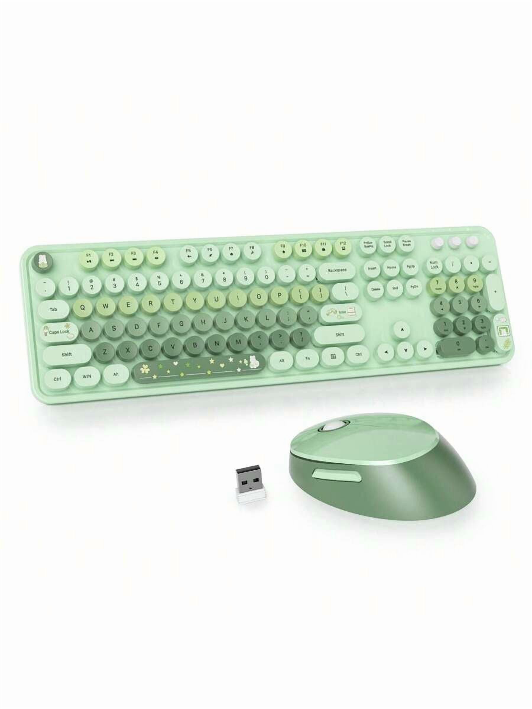 Wireless Keyboard And Mouse Set, Cute Keyboard And Mouse Combo, Full Size Typewriter Keyboard ...