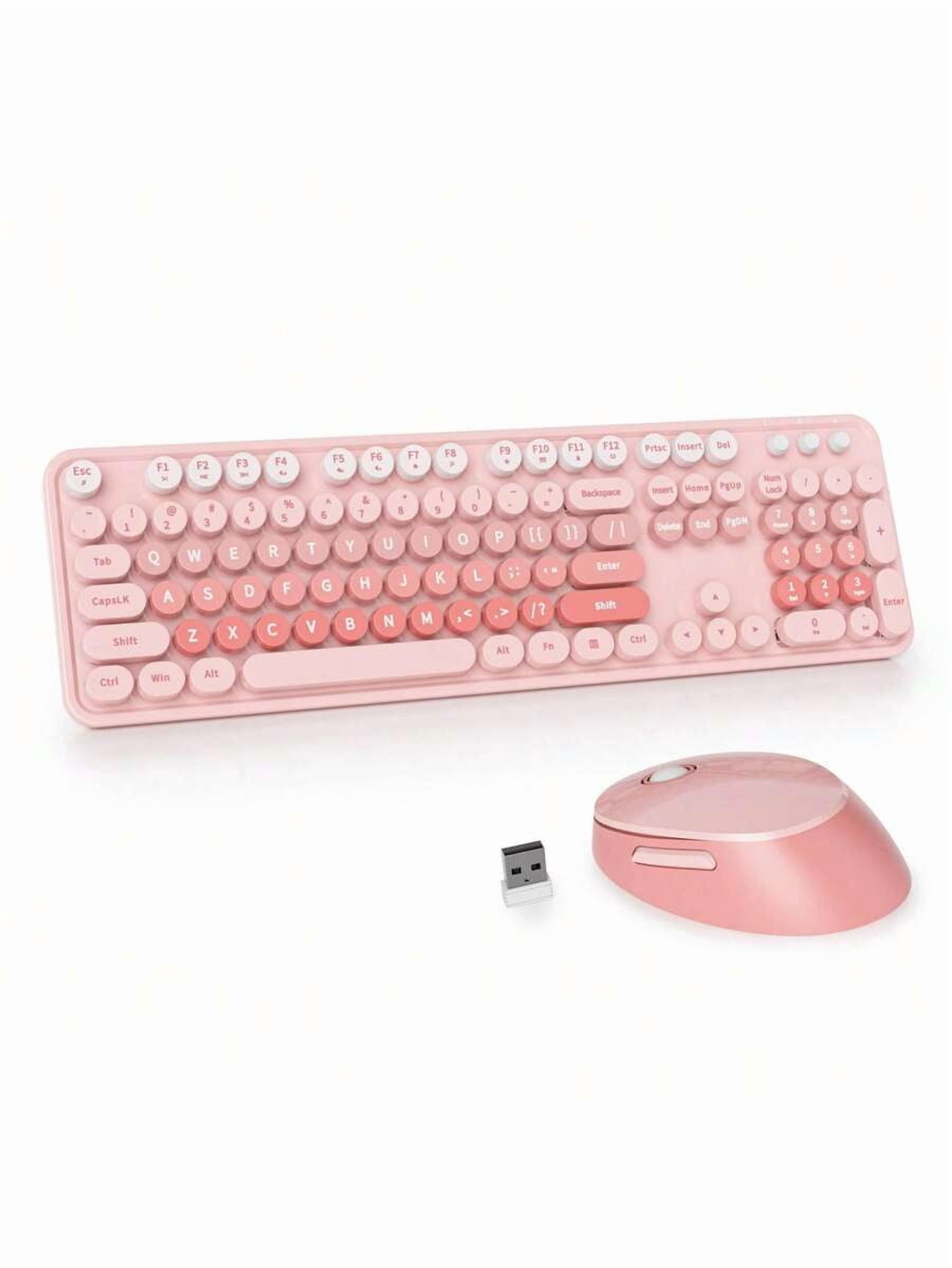 Wireless Keyboard And Mouse Set, Cute Keyboard And Mouse Combo, Full ...