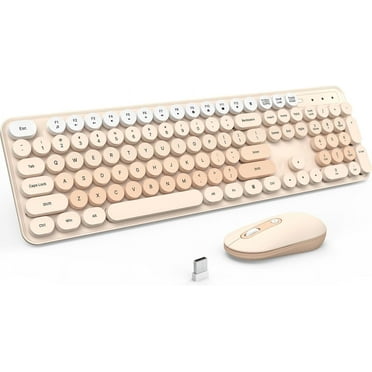 Wireless Keyboard and Mouse Combo - Silent Typing, Full-Size Retro ...