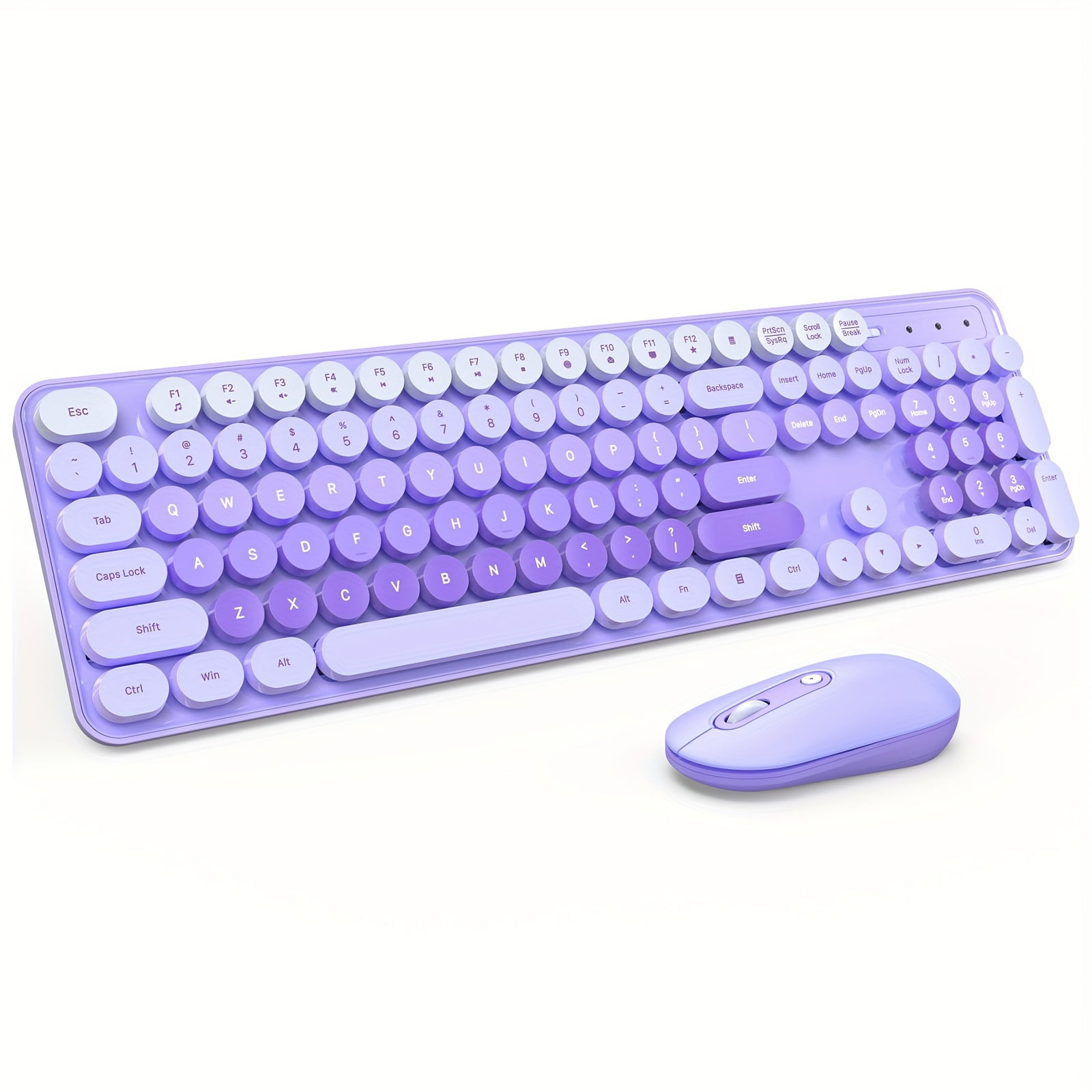 Wireless Keyboard And Mouse, Silent Keyboard Mouse Combo, Full-Sized Colorful Typewriter ...
