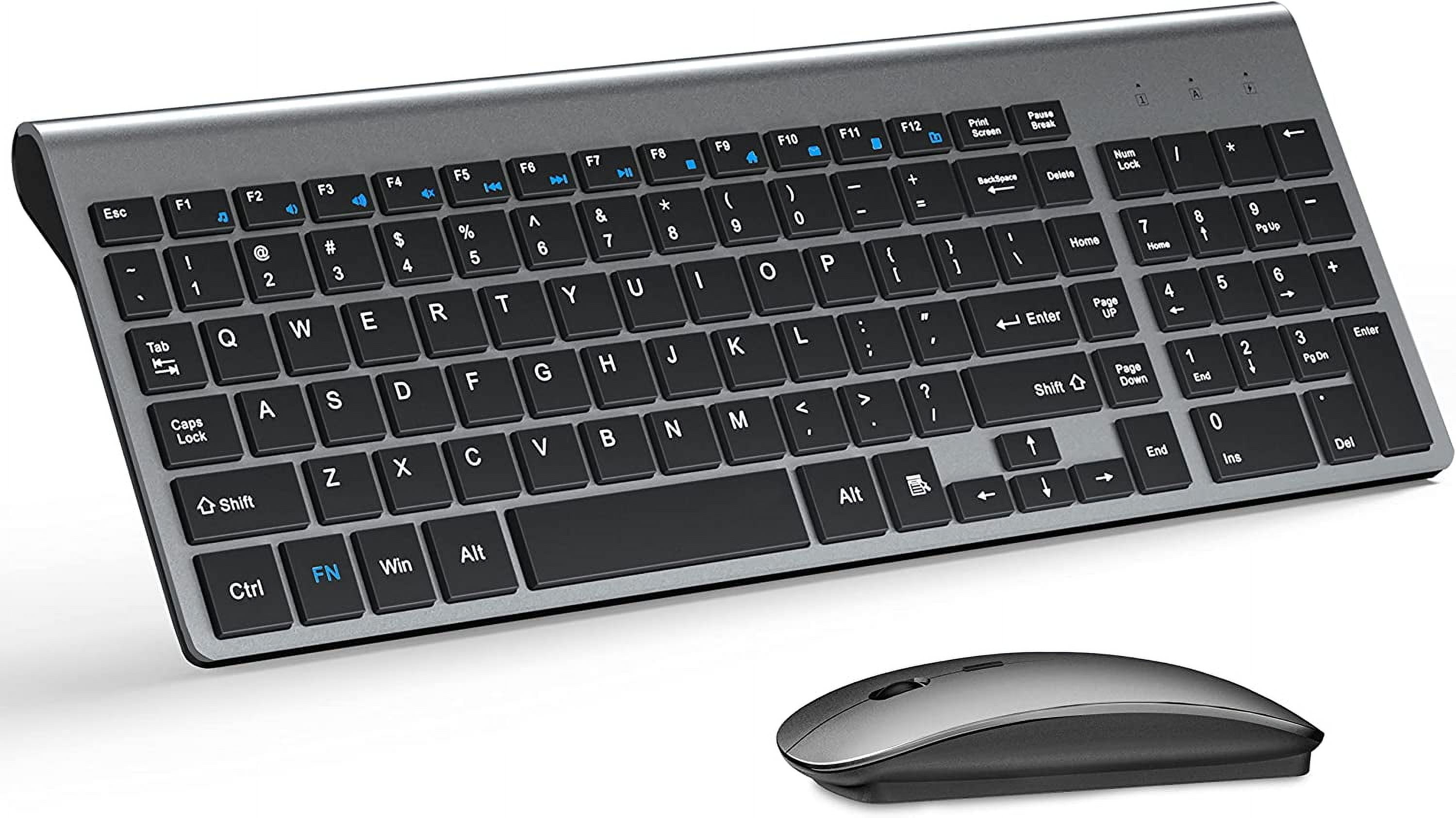 Wireless Keyboard and Mouse Ultra Slim Combo, 2.4G Silent Compact USB ...