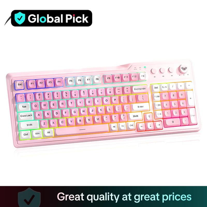 Wireless Keyboard, Rechargeable Keyboard with RGB Light, Ergonomic ...