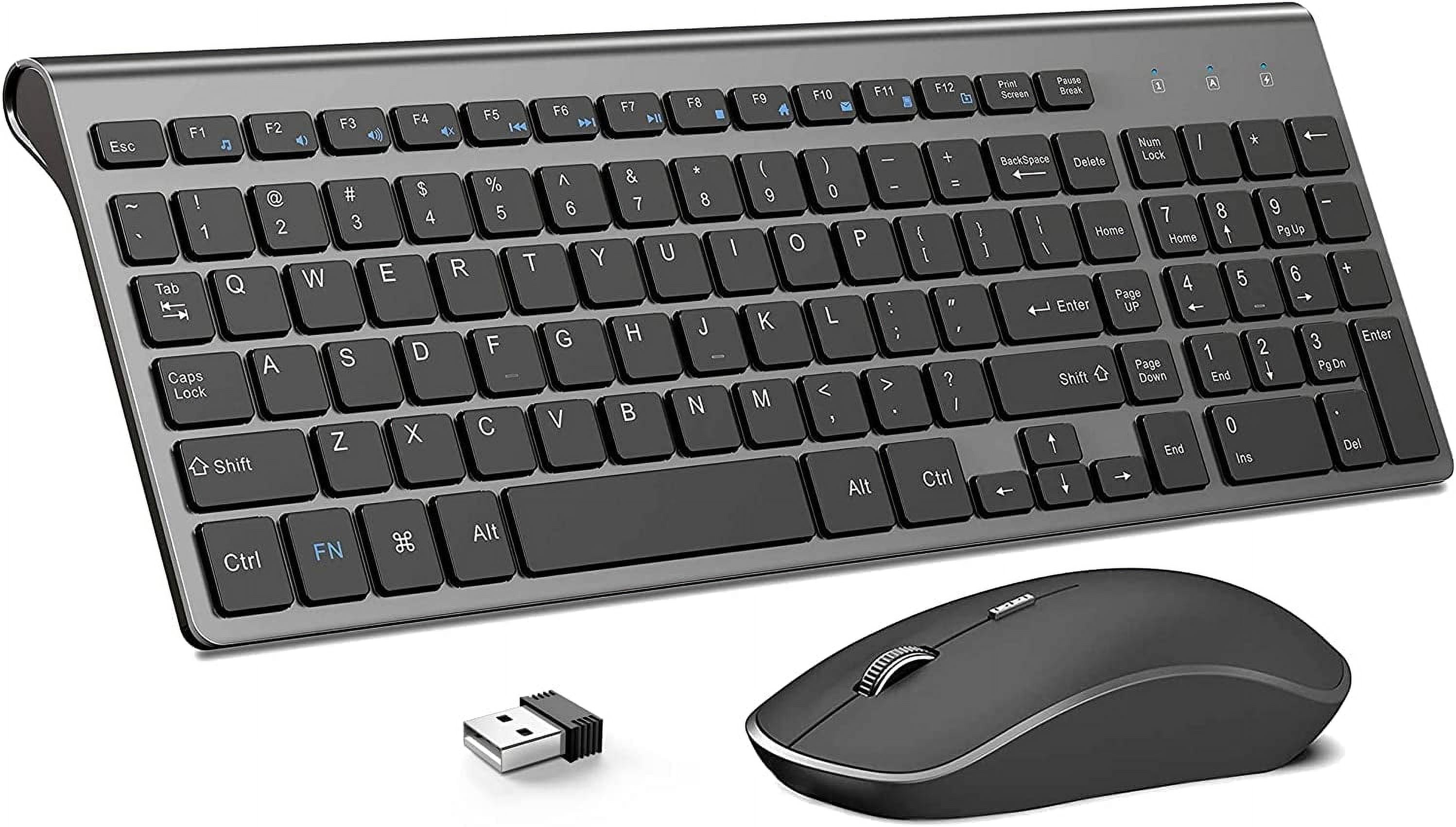 Wireless Keyboard and Mouse,2.4G Ergonomic Slim Computer Mouse Designed for Windows, PC, Laptop ...