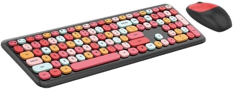 Wireless Keyboard and Mouse, Colorful Gaming Keyboard Quiet, 110 Keys ...