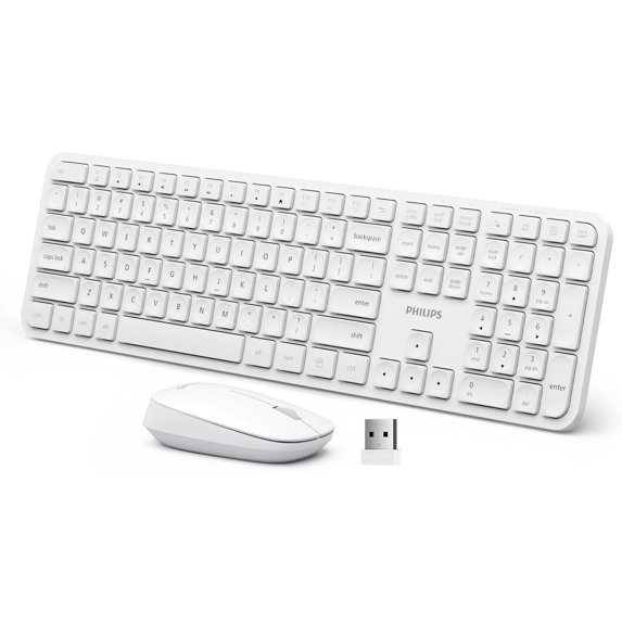 Wireless Keyboard and Mouse Combo,2.4G 2 in 1 Receiver Cordless Full ...