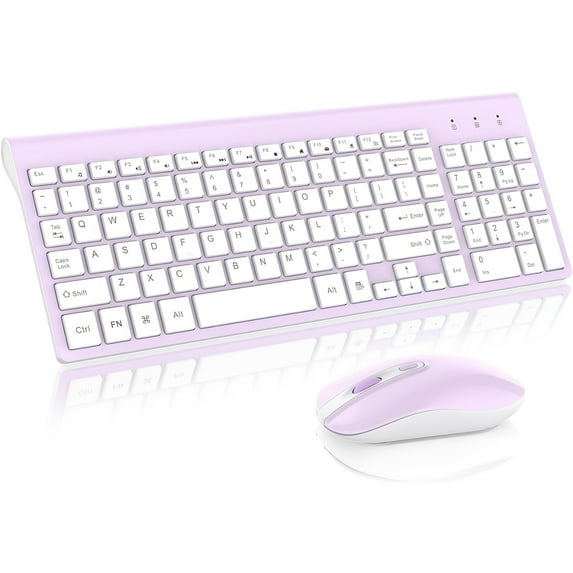 Wireless Keyboard and Mouse Combo, Compact 2.4G Full-Size Set - Ultra-Thin, Sleek Design for ...