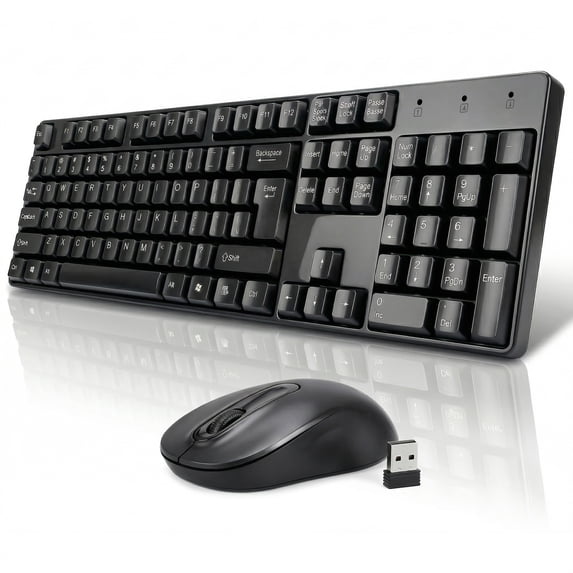 SANPTENT Wireless Keyboard and Mouse Combo, 104 Full Size Keyboard, 2 ...