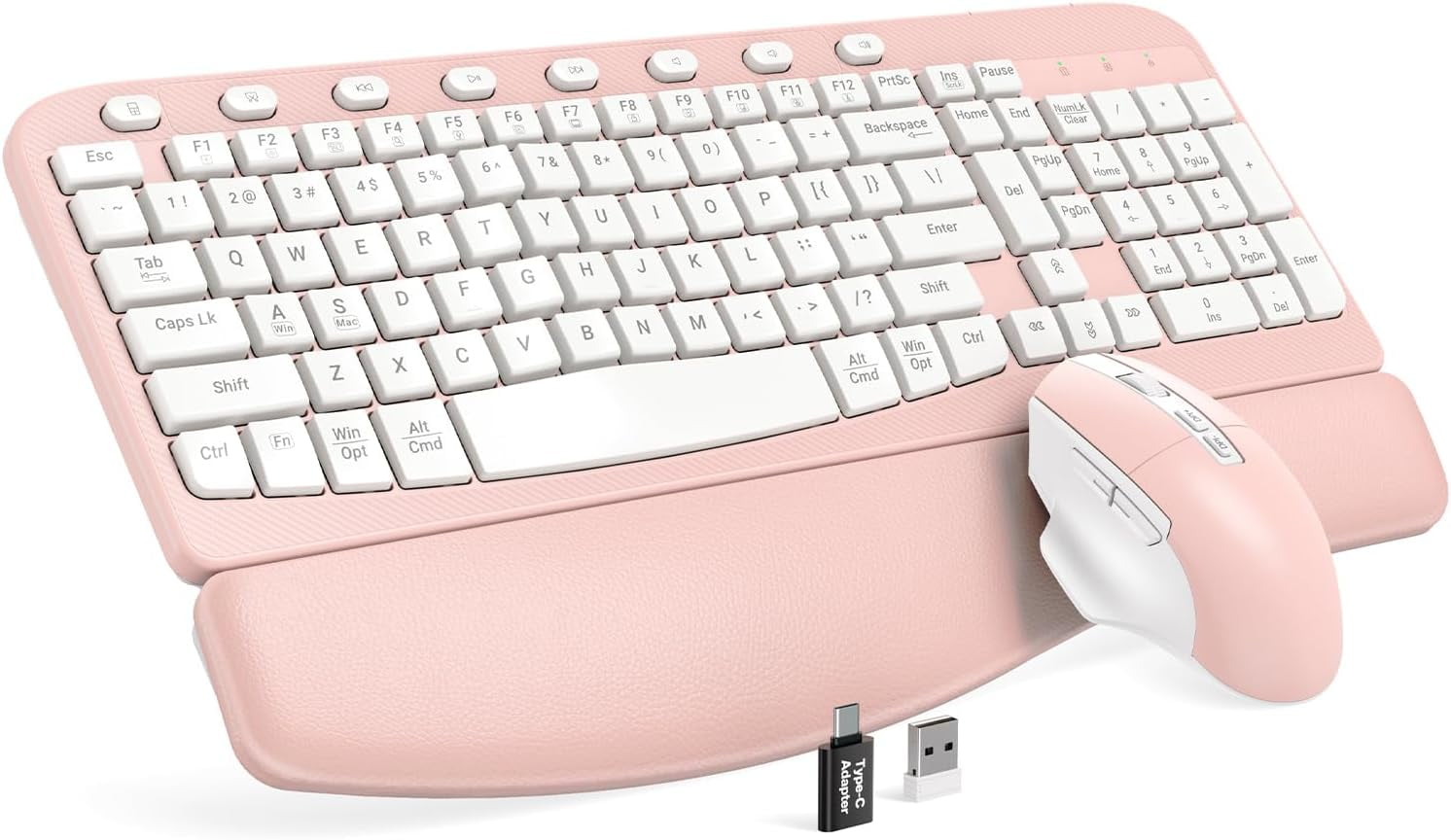 Wireless Keyboard and Mouse Combo – Ergonomic Wave Key, Built-in ...