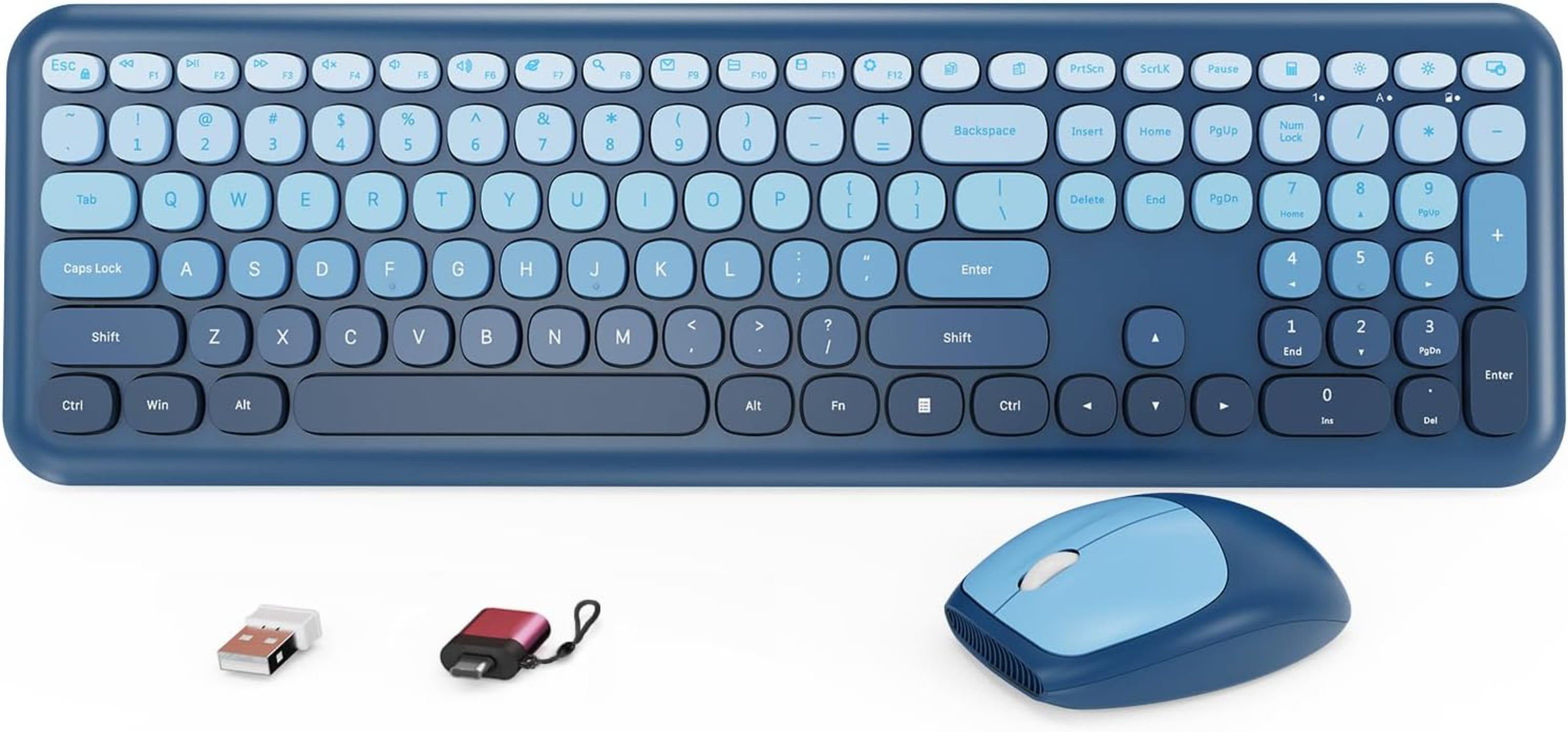Wireless Keyboard and Mouse Combo, Full-Size Retro Typewriter Keyboard ...