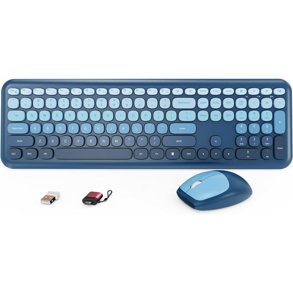 Wireless Keyboard and Mouse Combo, Full-Size Retro Typewriter Keyboard ...