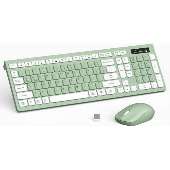 Wireless Keyboard and Mouse Combo, Full-Sized Adjustable DPI Mouse, 2 ...