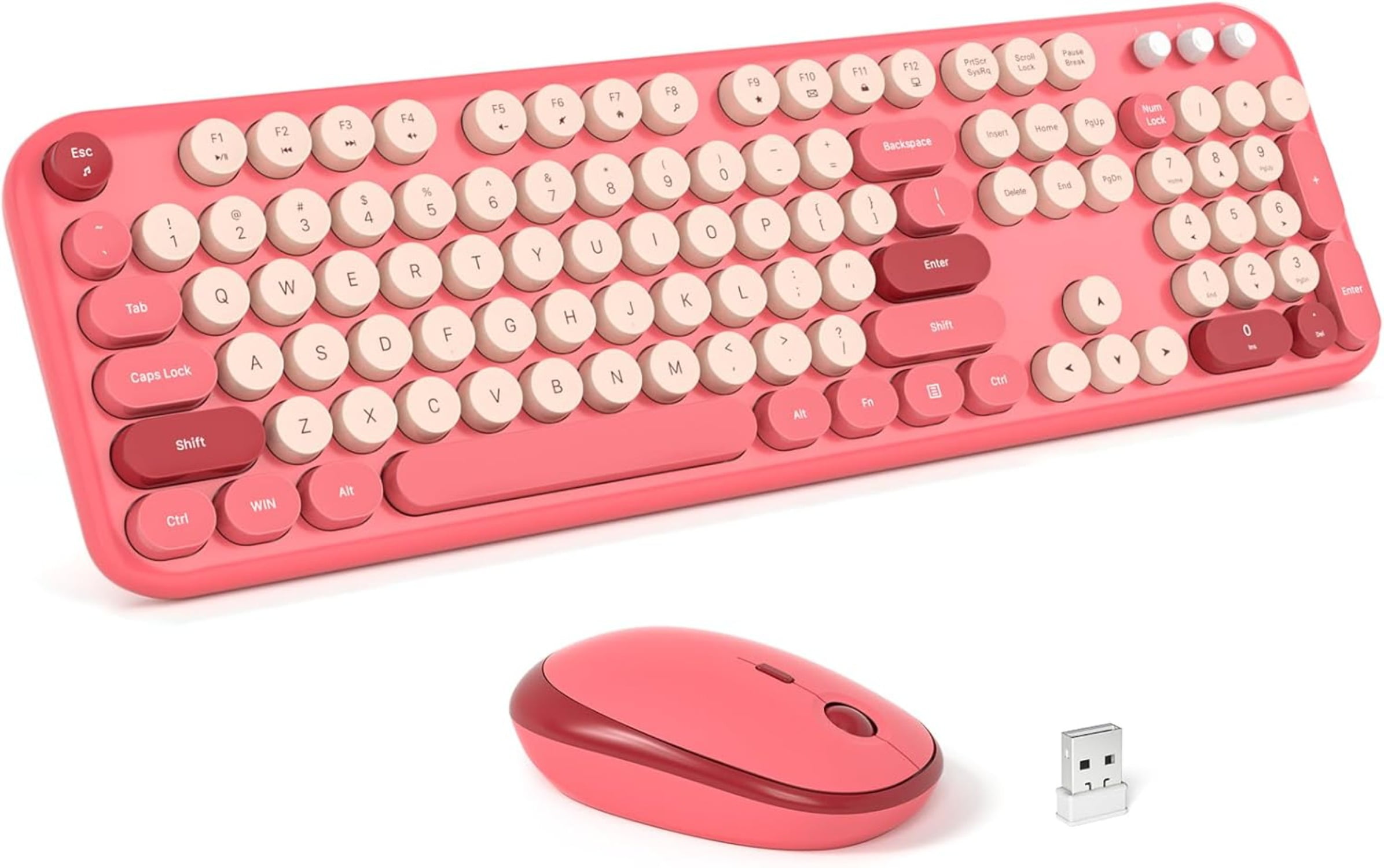 Wireless Keyboard and Mouse Combo - Pale Red Full Sized Plug and Play ...