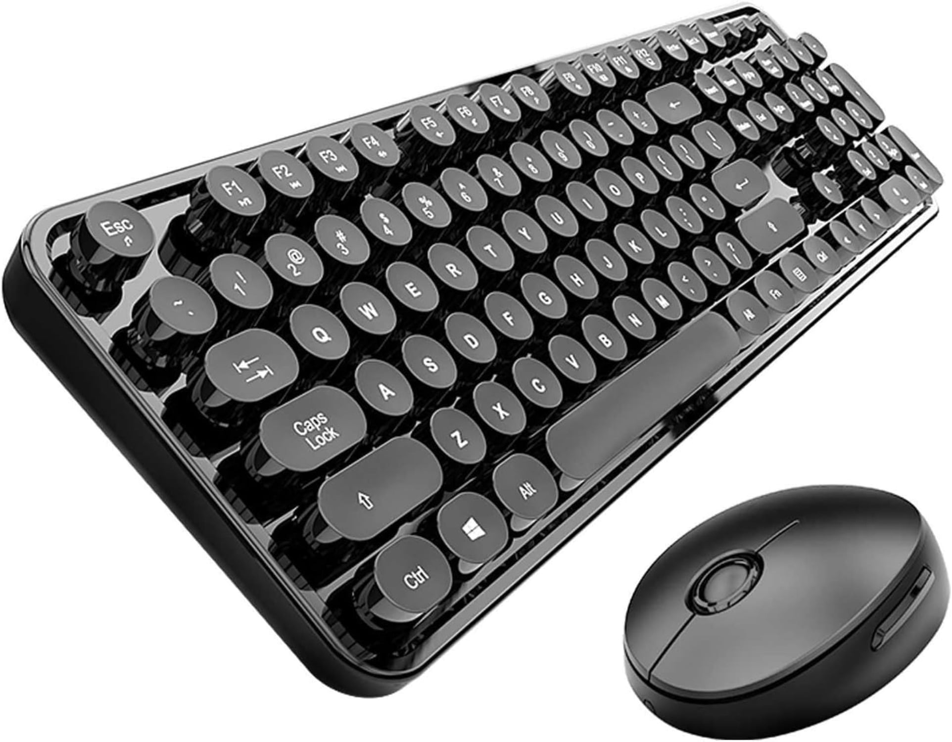 Wireless Keyboard and Mouse Combo, Retro Typewriter Style Keyboard with ...