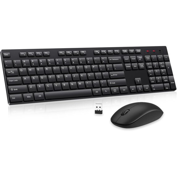Wireless Keyboard and Mouse Combo, Silent Full Size Cordless USB ...