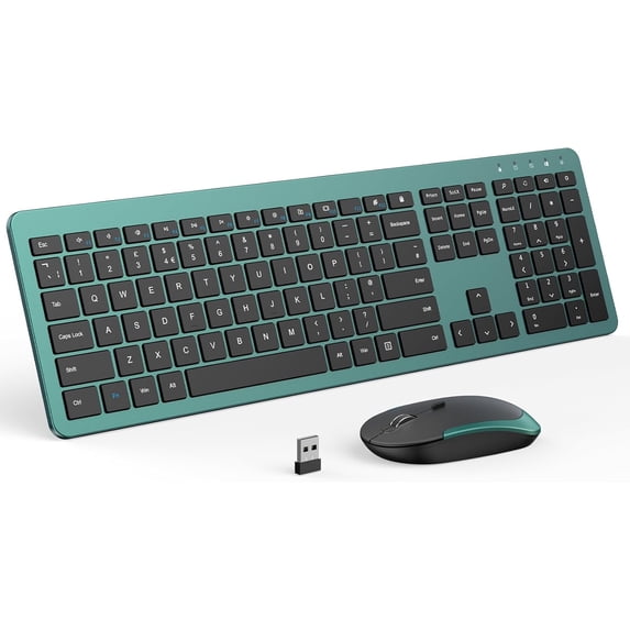 Wireless Keyboard and Mouse Combo, USB Computer Set, Compact Silent for ...