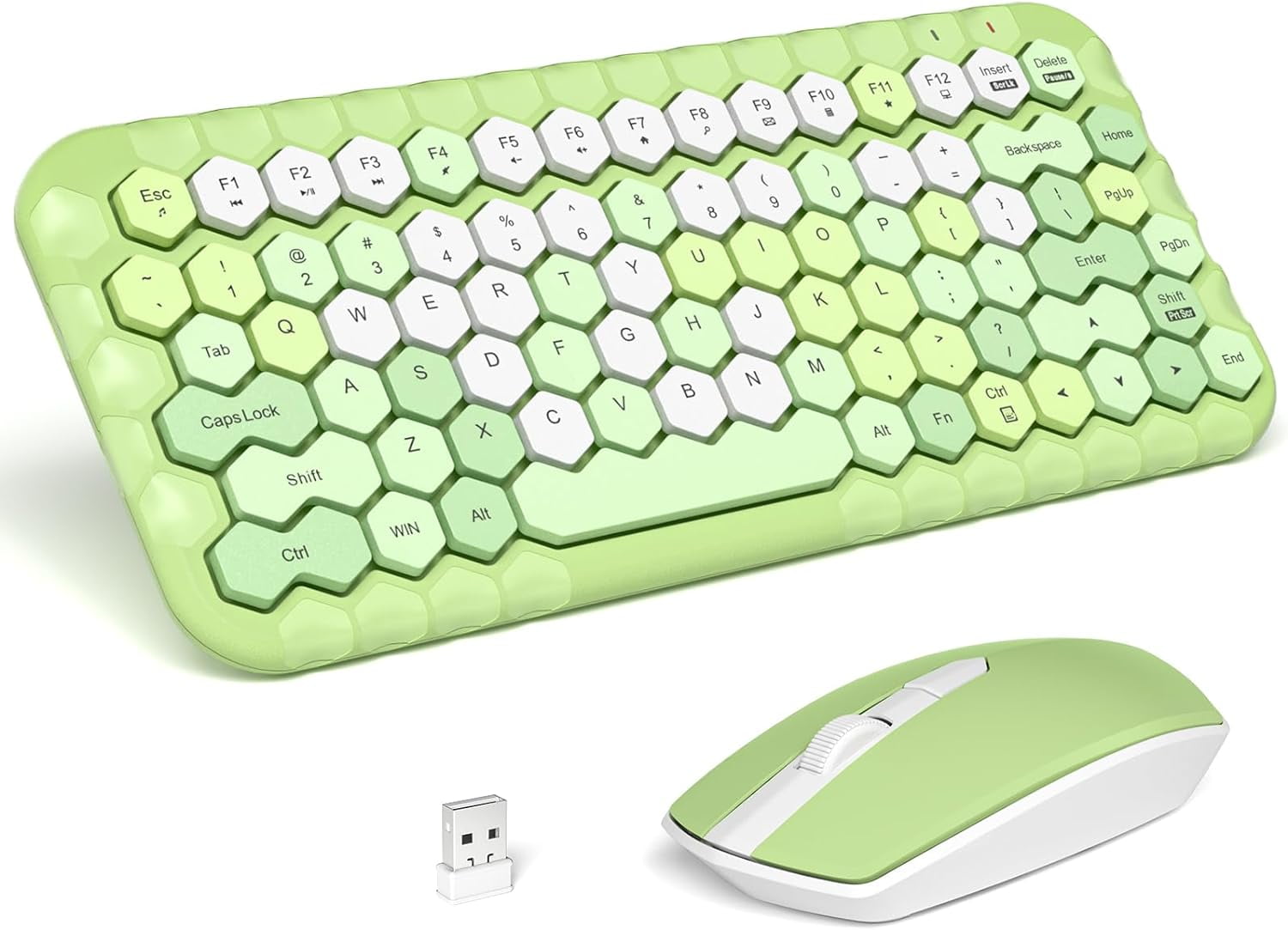 Wireless Keyboard and Mouse, Computer Keyboard with Hexagon Keycaps ...
