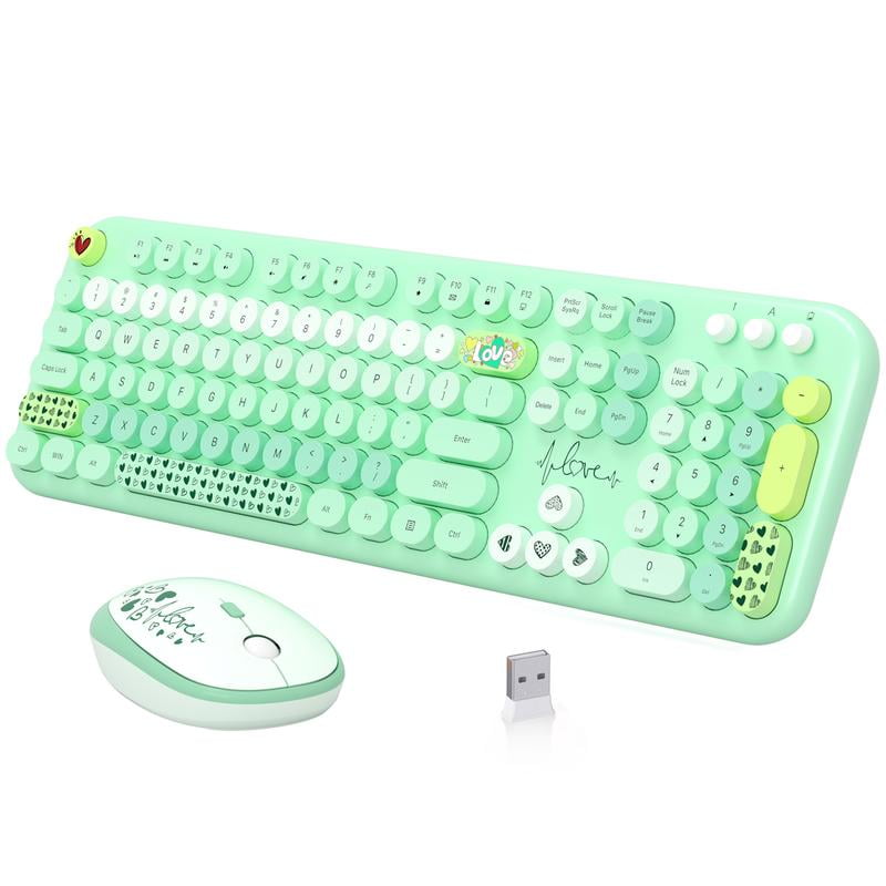 Wireless Keyboard and Mouse,MOFII Full-Size Cute Colorful Keyboard and ...