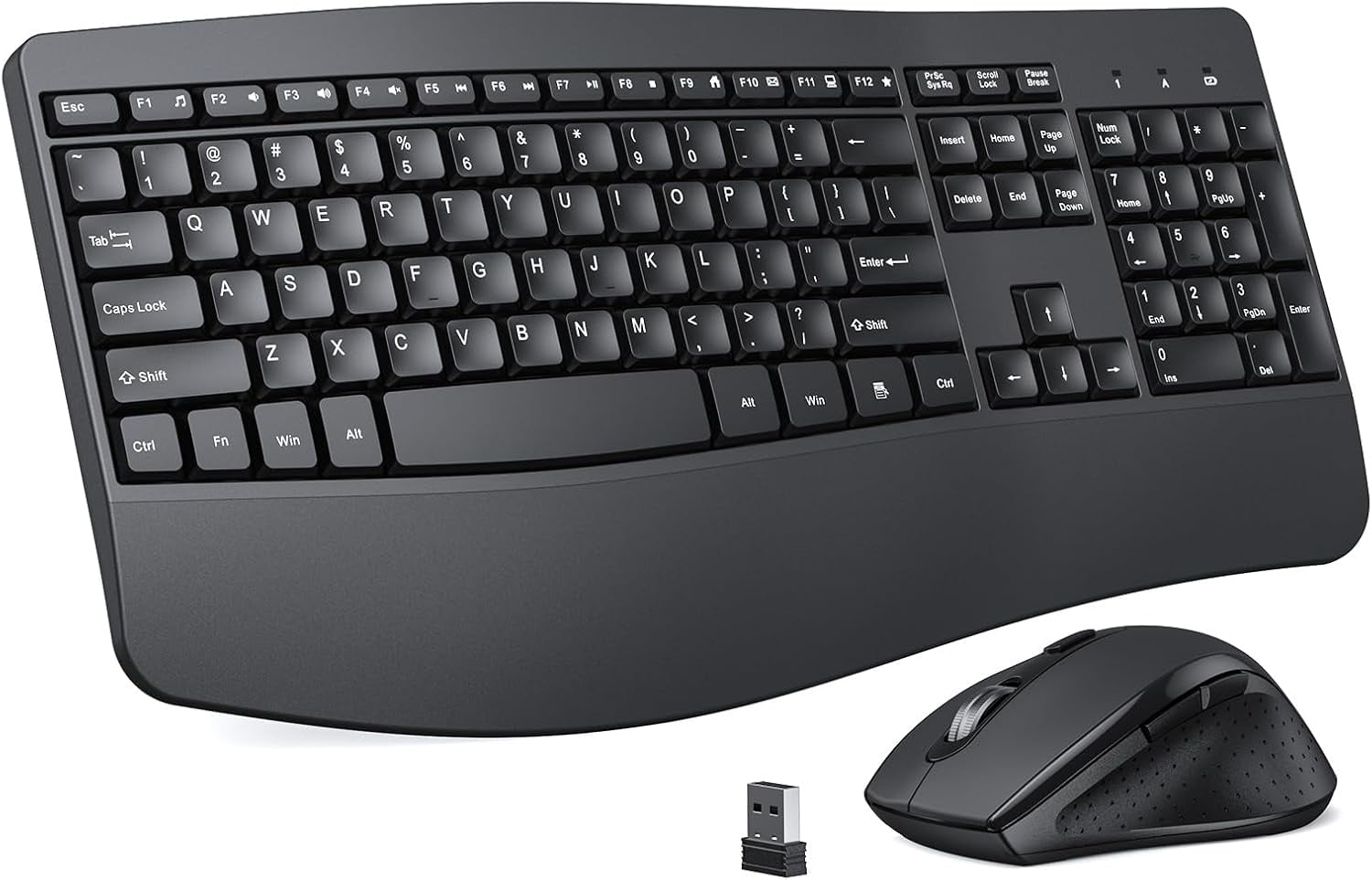 Wireless Keyboard and Mouse, Rechargeable Quiet Full-Size Mouse Combo ...