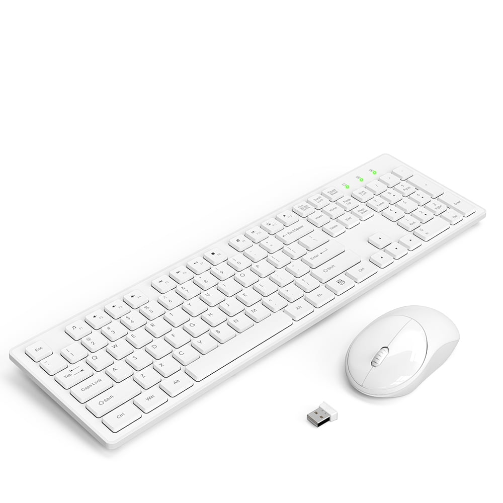 Wireless Keyboard and Mouse, Silent 2.4GHz Cordless Combo-white ...