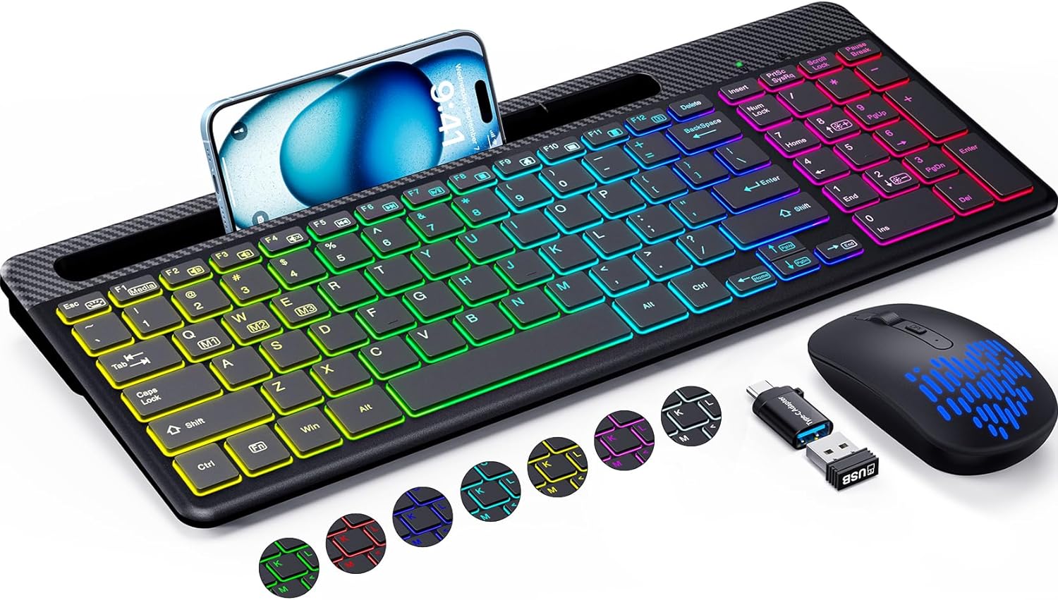 Wireless Keyboard And Mouse With 15 Backlit Effects Rechargeable Wireless Keyboard Mouse Combo