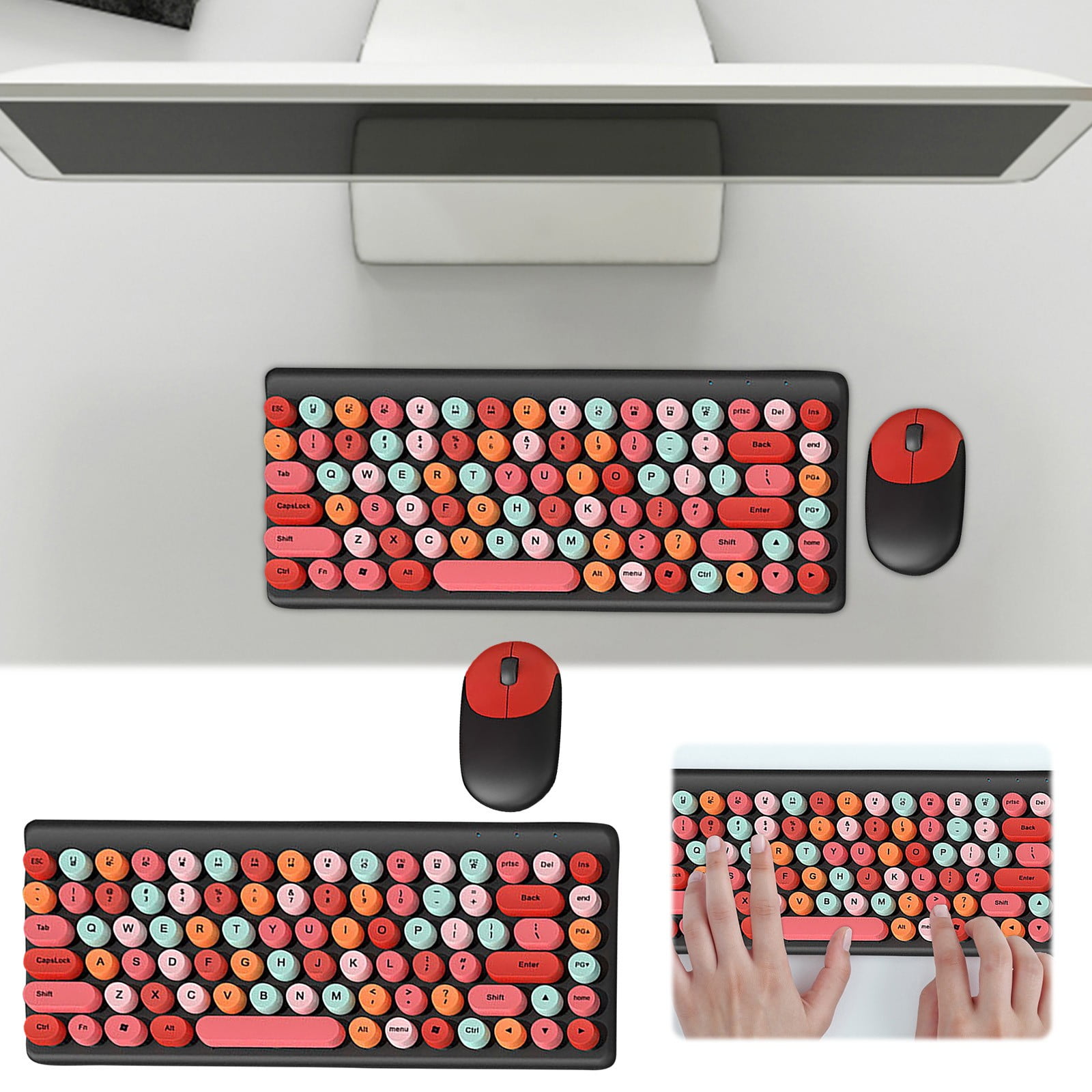 Wireless Keyboard for Computer Girls Cute Punk Style Neutral Color ...