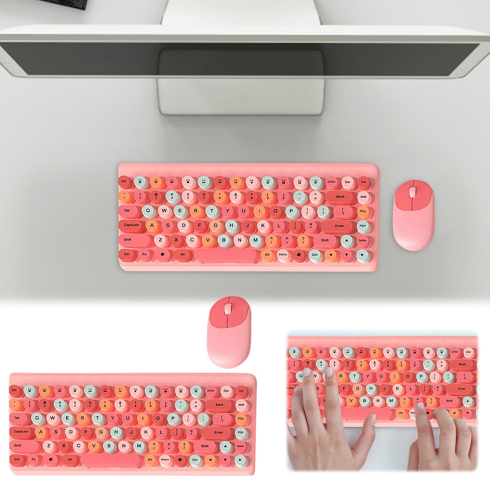 Wireless Keyboard for Computer Girls Cute Punk Style Neutral Color ...