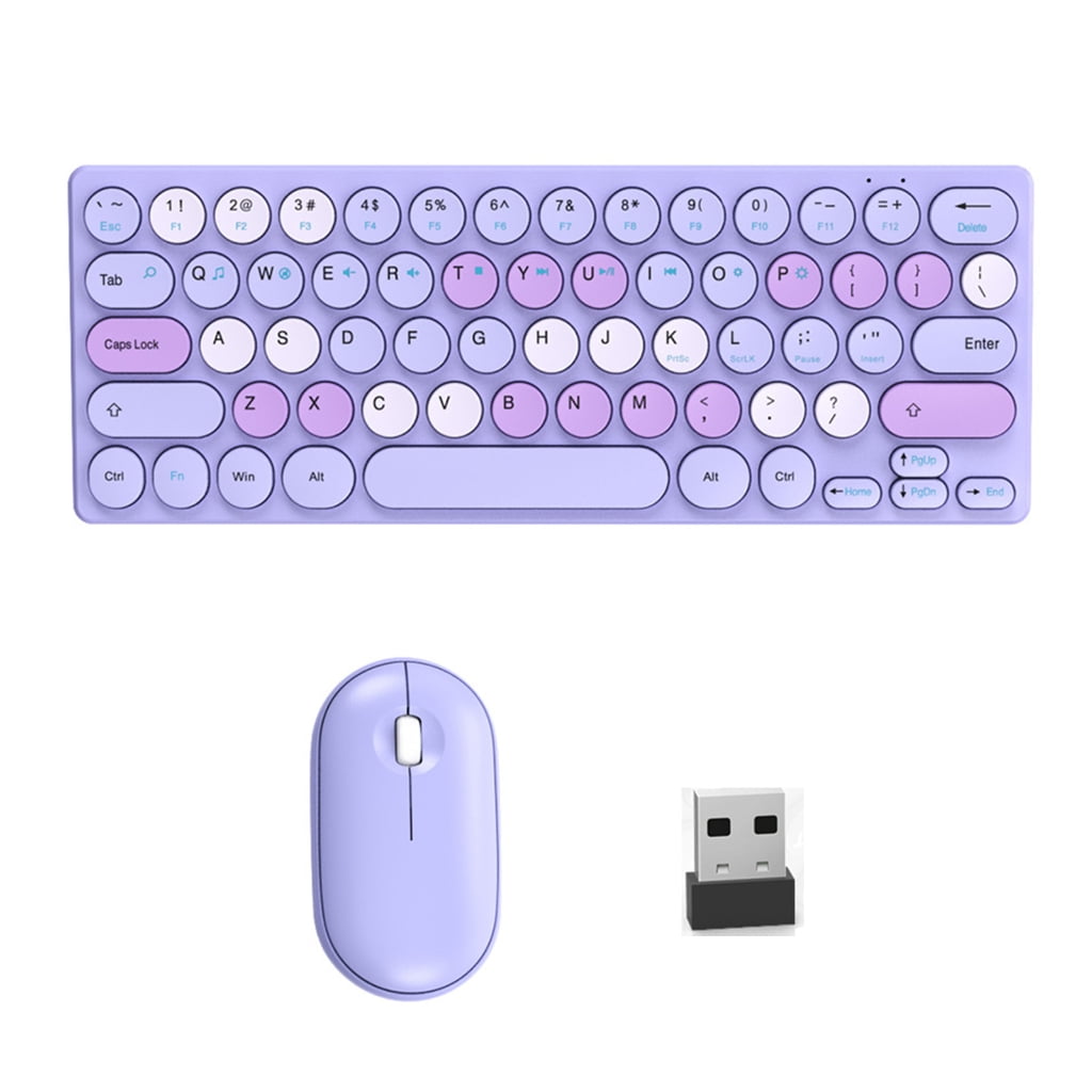Wireless Keyboards Mouse Combo Round Keycaps 2.4G 64Keys Silents Clicks ...