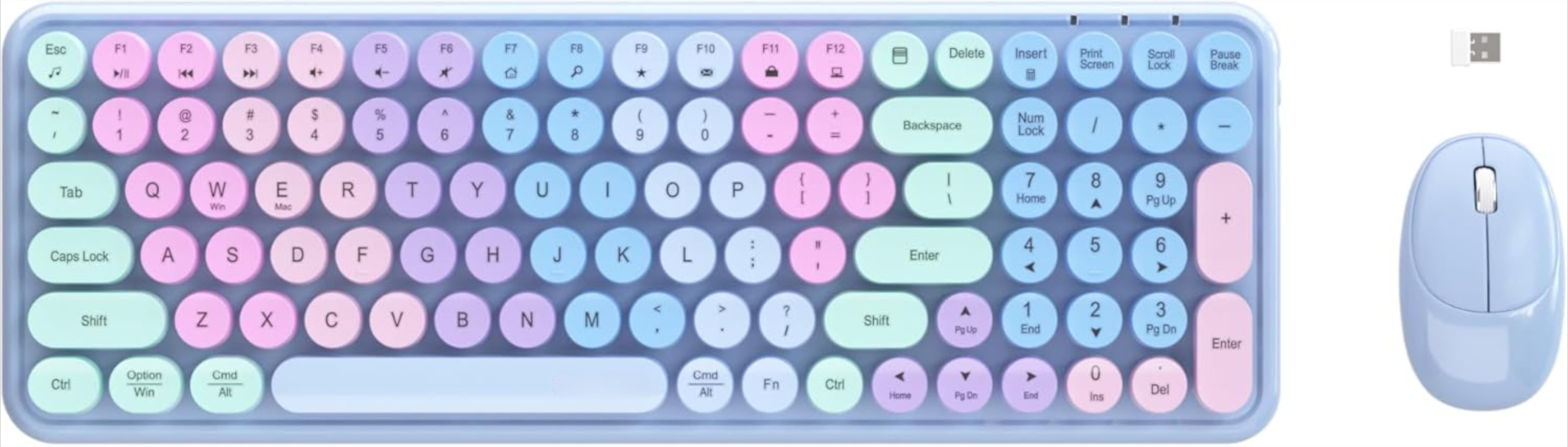 Wireless Keyboards and Mouse Combos, Colorful Gradient Rainbow Colored ...