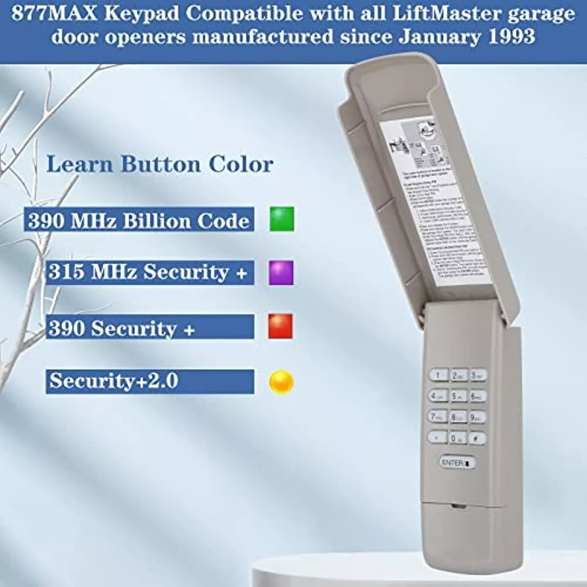 Wireless Keypad Entry System 877LM 878Max for Chamberlain Liftmaster ...