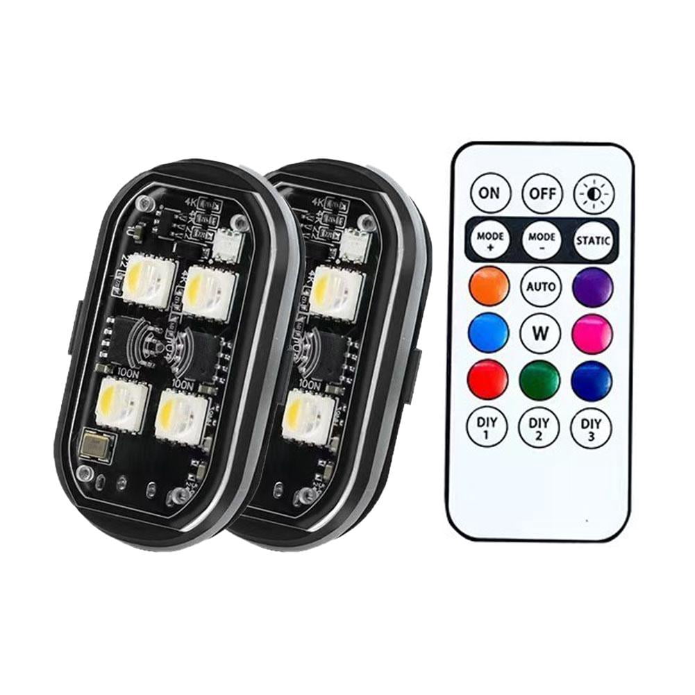 Wireless LED Car Flashing Lights Remote Control Universal 8 Color ...