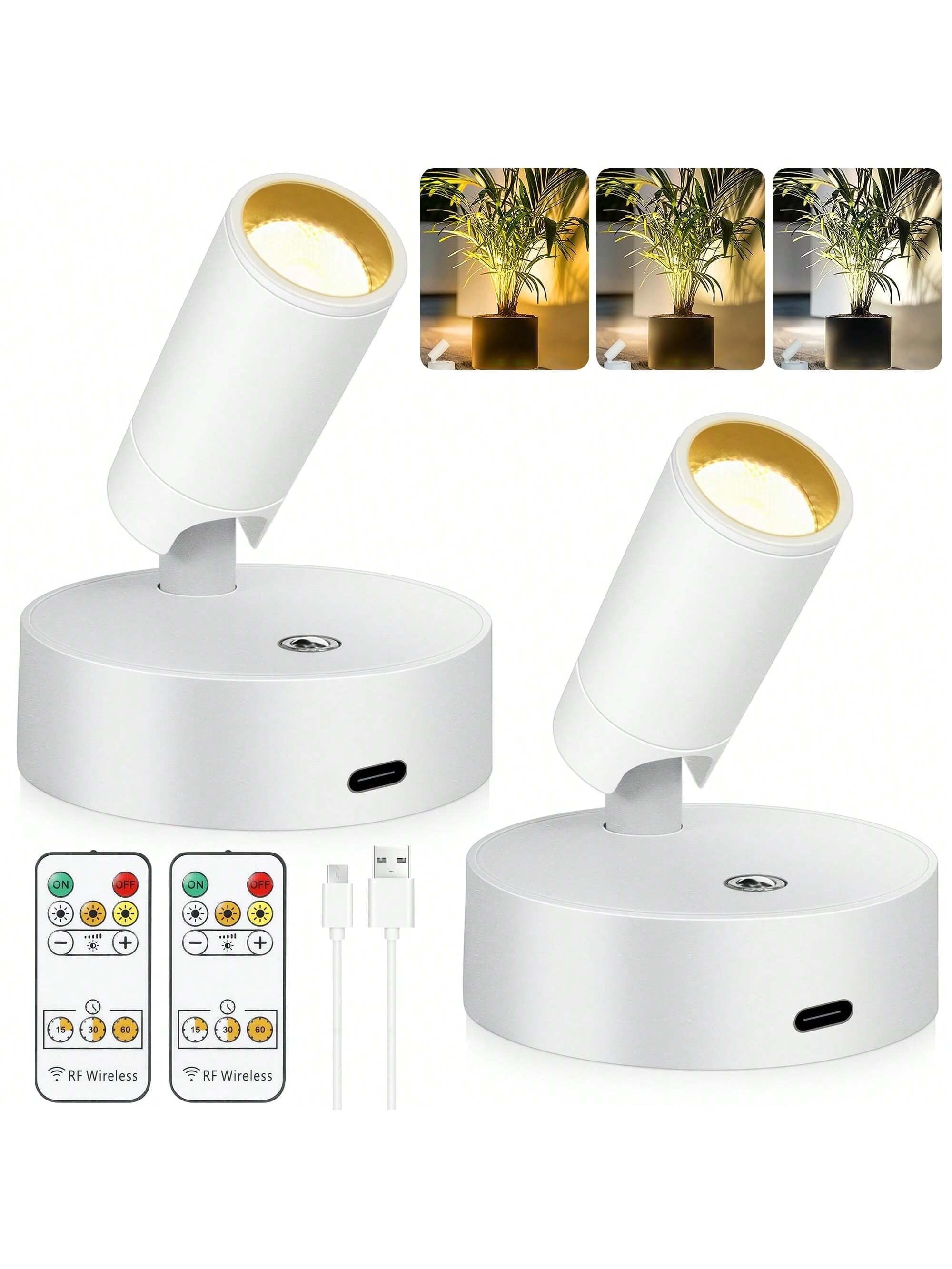 Wireless LED Spotlight Indoor With Remote Up Lights Indoor Dimmable ...